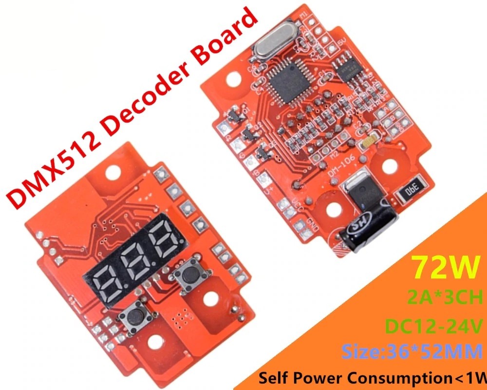 DM-106 DMX512 Decoder 2A With Digital Tube Display Addressable DMX PCB ...